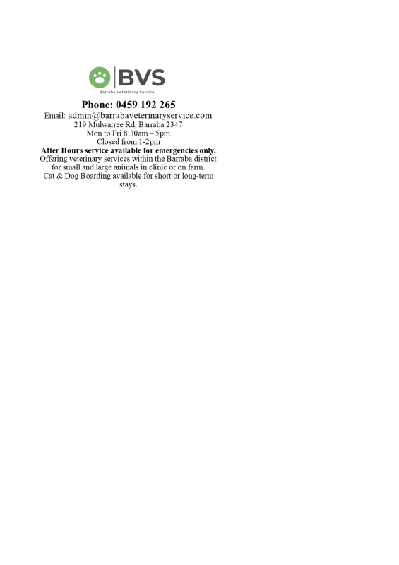 Barraba Vet Service - Barraba Community News