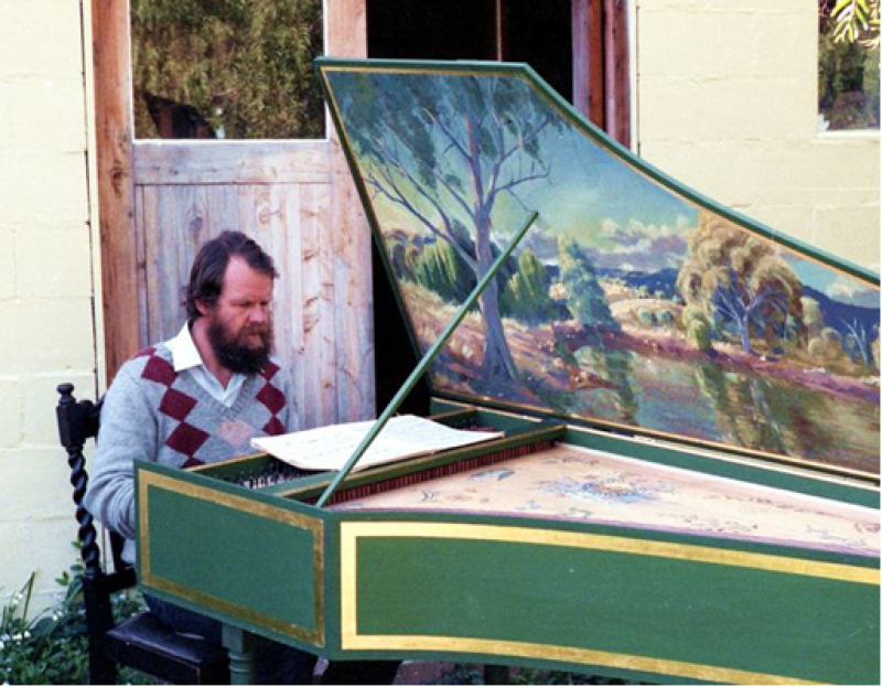Bill Bright and his harpsicord 1984 - Barraba Community News