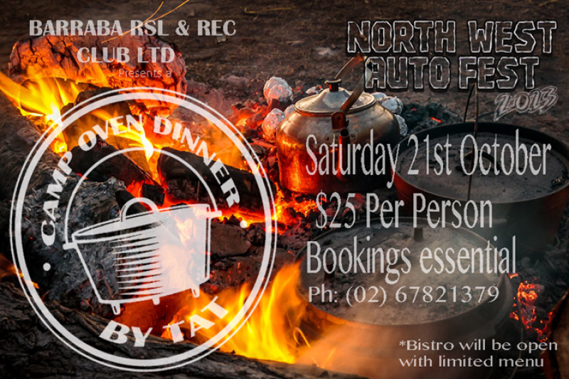 Book for the camp oven dinner at the RSL - Barraba Community News