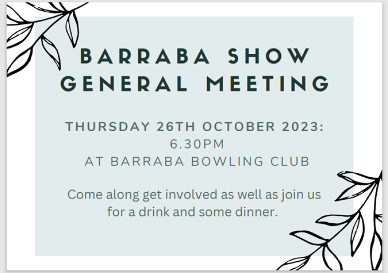 Barraba Show Meeting 26th Oct - Barraba Community News