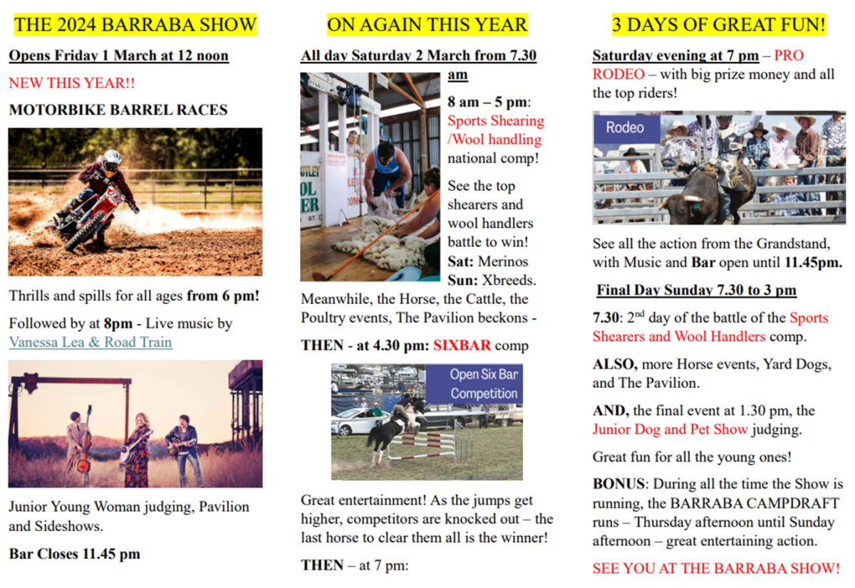 2024 Barraba Show Program - Barraba Community News