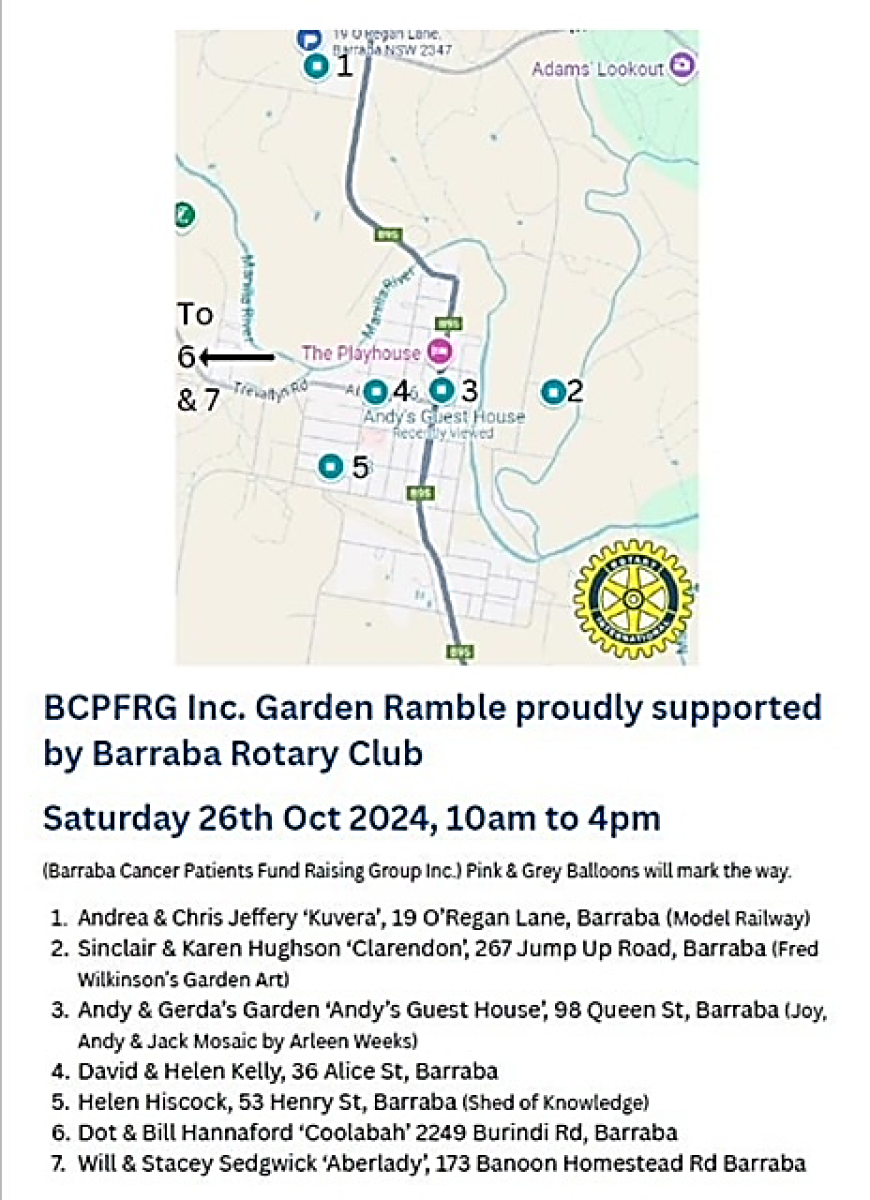Garden Ramble locations - Barraba Community News