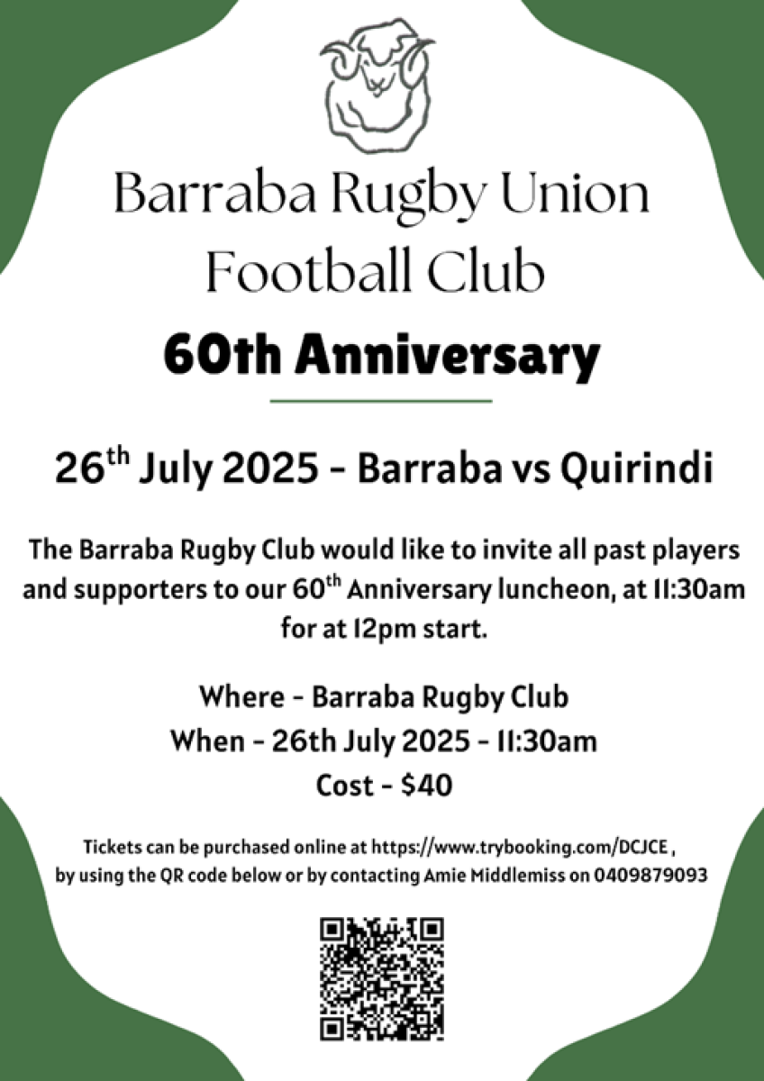 Barraba Rugby Union 60th Dinner - Barraba Community News