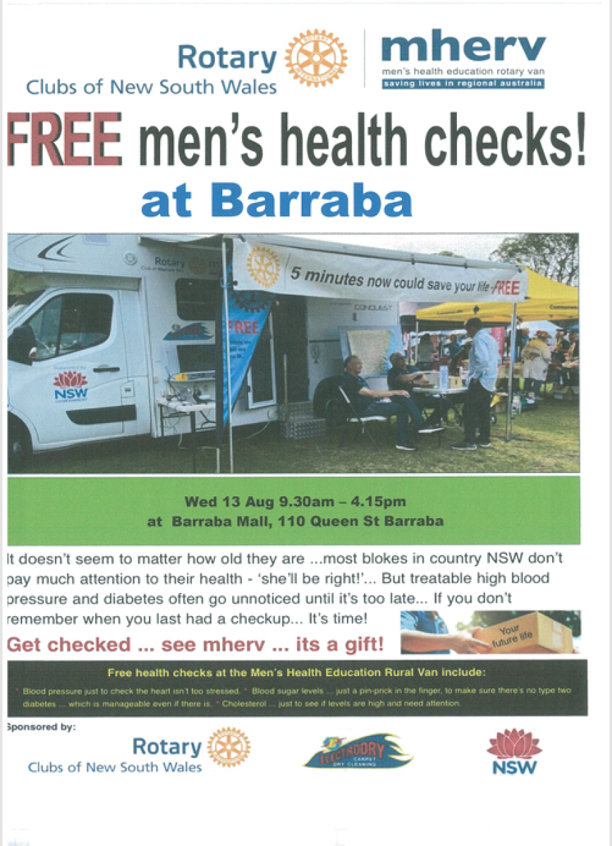 Rotary helping to keep our men healthy - Barraba Community News